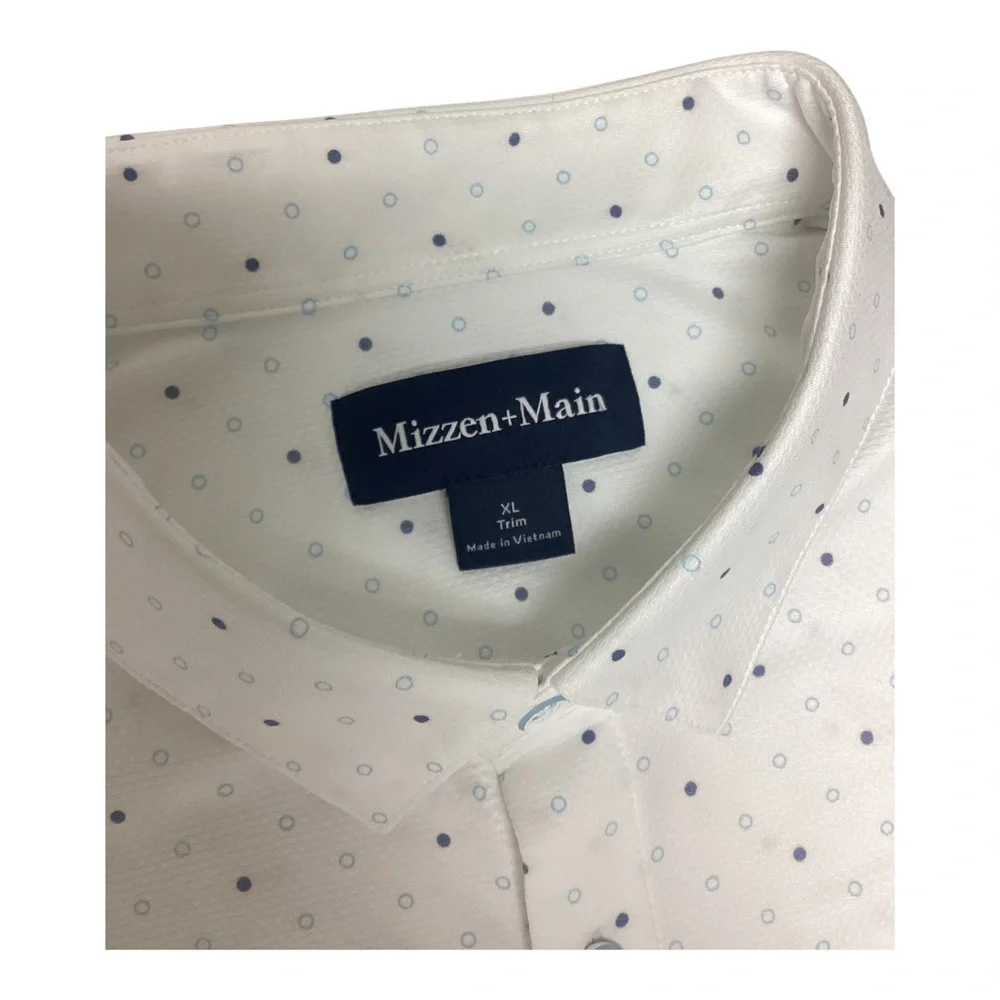 Mizzen+Main | Shirts | Mizzenmain White Dress Shirt With Blue Micro Dot ...